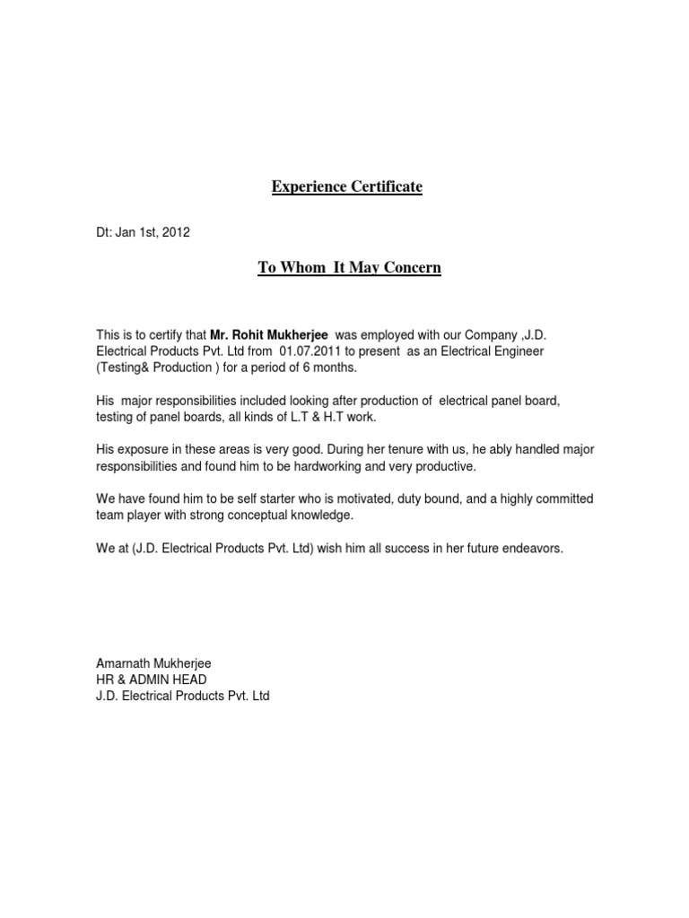 Experience Certificate | PDF