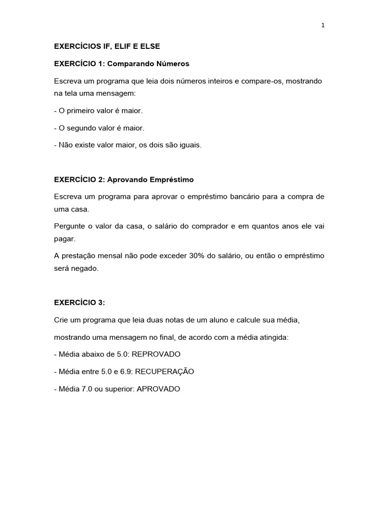 Exercicios if Elif Else | PDF | Índice de massa corporal | Imposto de Renda