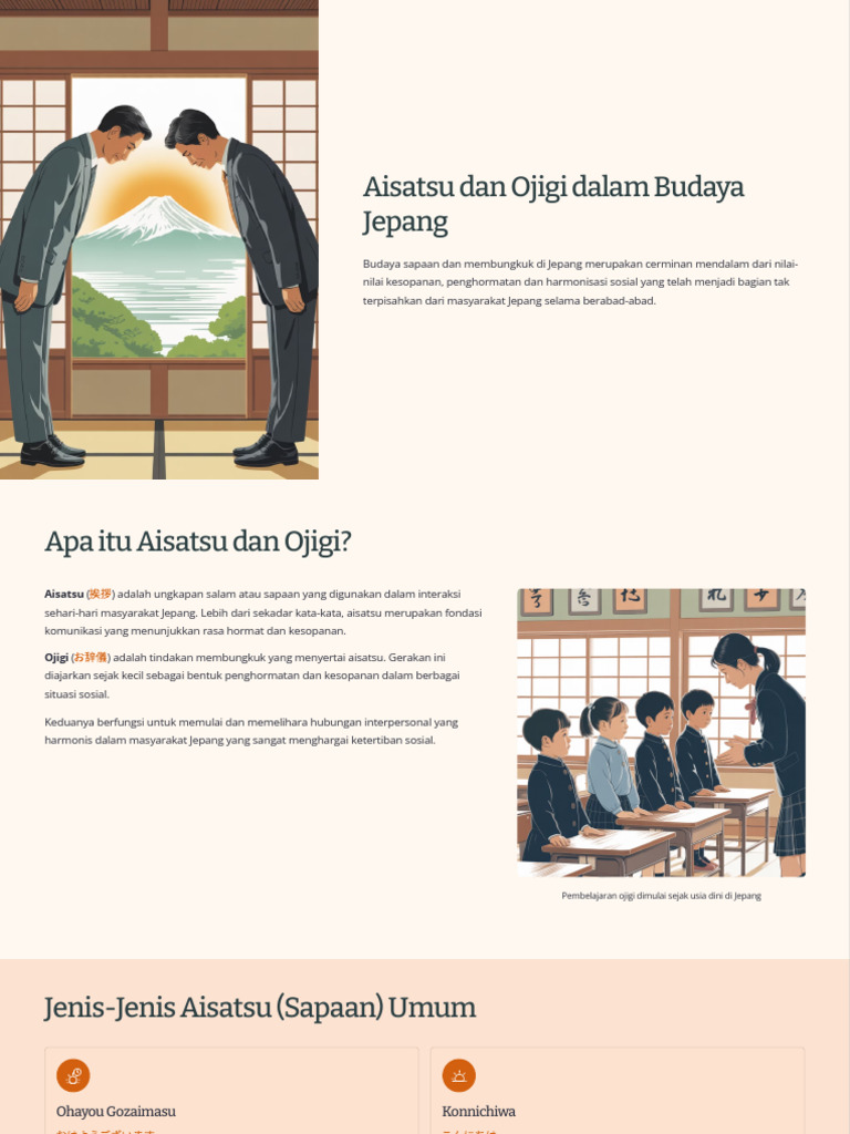 Aisatsu dan Ojigi: Etiket Jepang | PDF