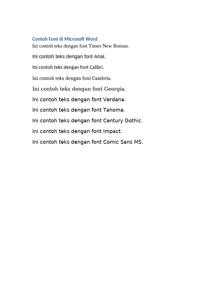 Contoh Font Word | PDF