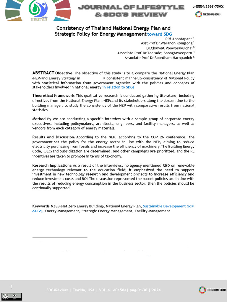 Thailand's Energy Policy and SDGs Alignment | PDF | Energy Conservation ...