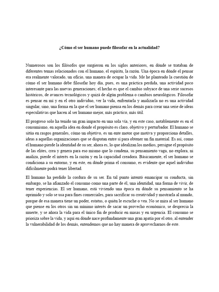 ¿Puede El Ser Humano Pensar Hoy en Día? | PDF | Humano | Pensamiento