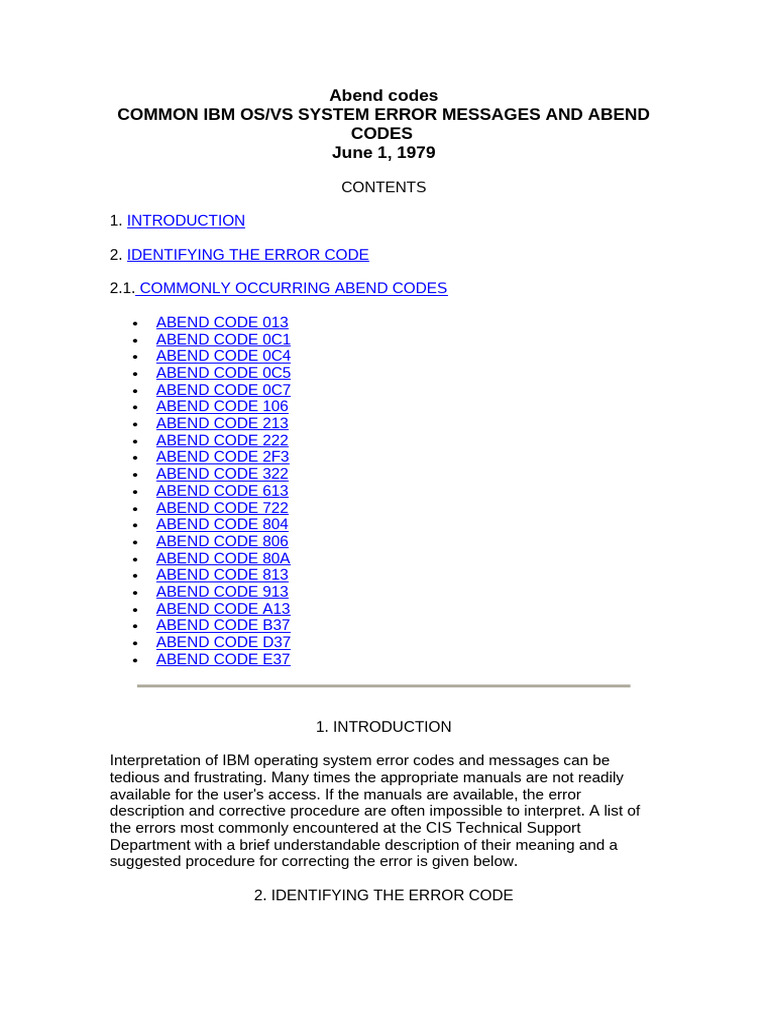 Abend Codes | PDF | Computer Architecture | Computer Programming