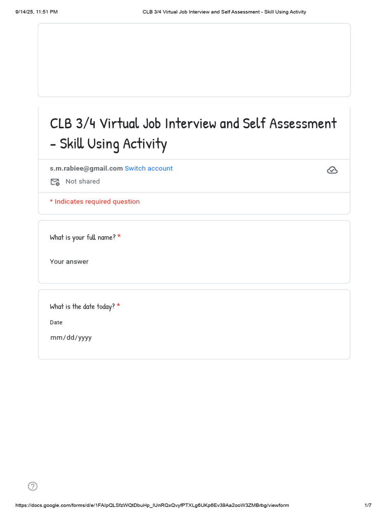 CLB 3/4 Virtual Interview Self-Assessment | PDF | Job Interview | Chess ...