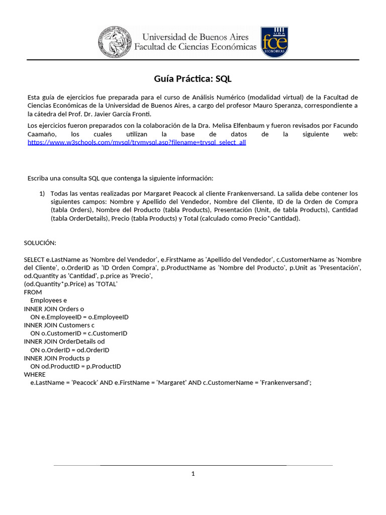 Guía Práctica SQL resuelta | PDF | SQL | Software de gestión de datos
