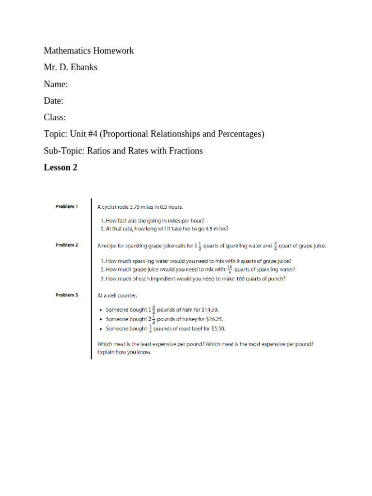 7th Grade Lesson 2 Work | PDF