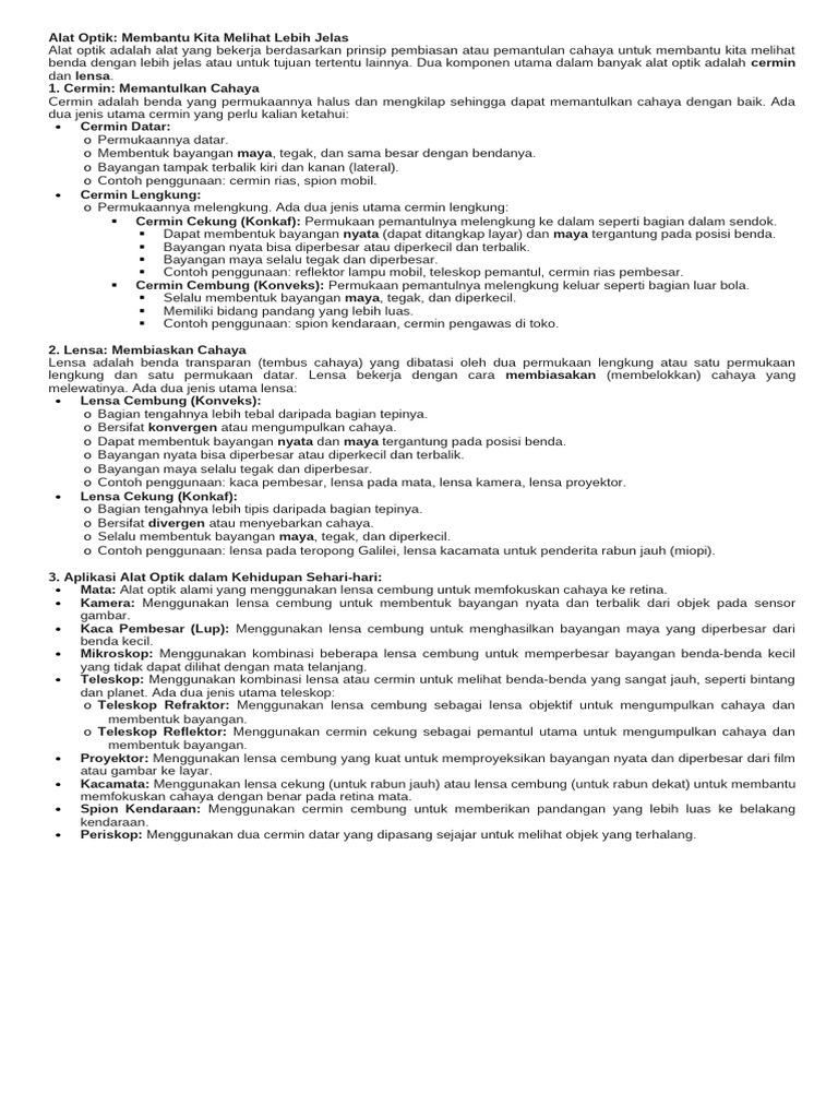 Sifat dan Jenis Alat Optik | PDF
