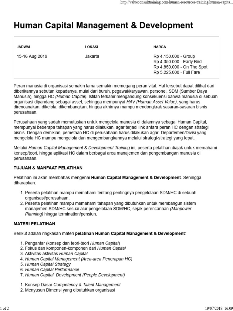 Human Capital Management & Development | PDF