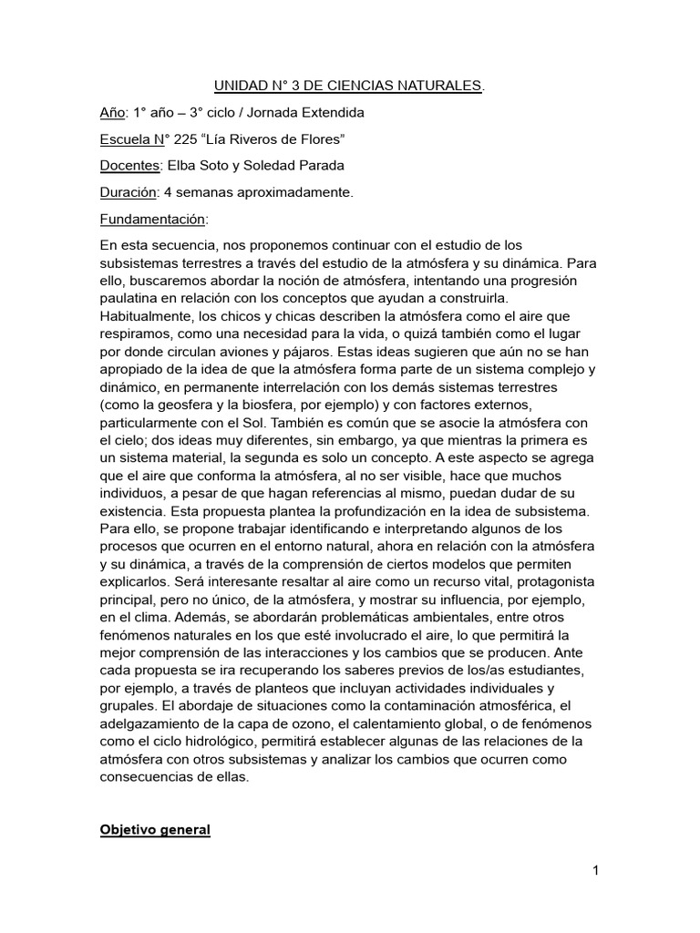 UNIDAD N 3 Ciencias Naturales 6 Grado 2025 | PDF | Atmósfera de tierra ...