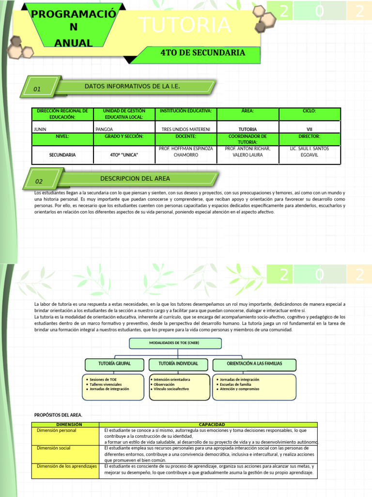 PROGRAMACIÓN ANUAL 4° TUTORIA 2025 (1) | PDF | Evaluación | Aprendizaje