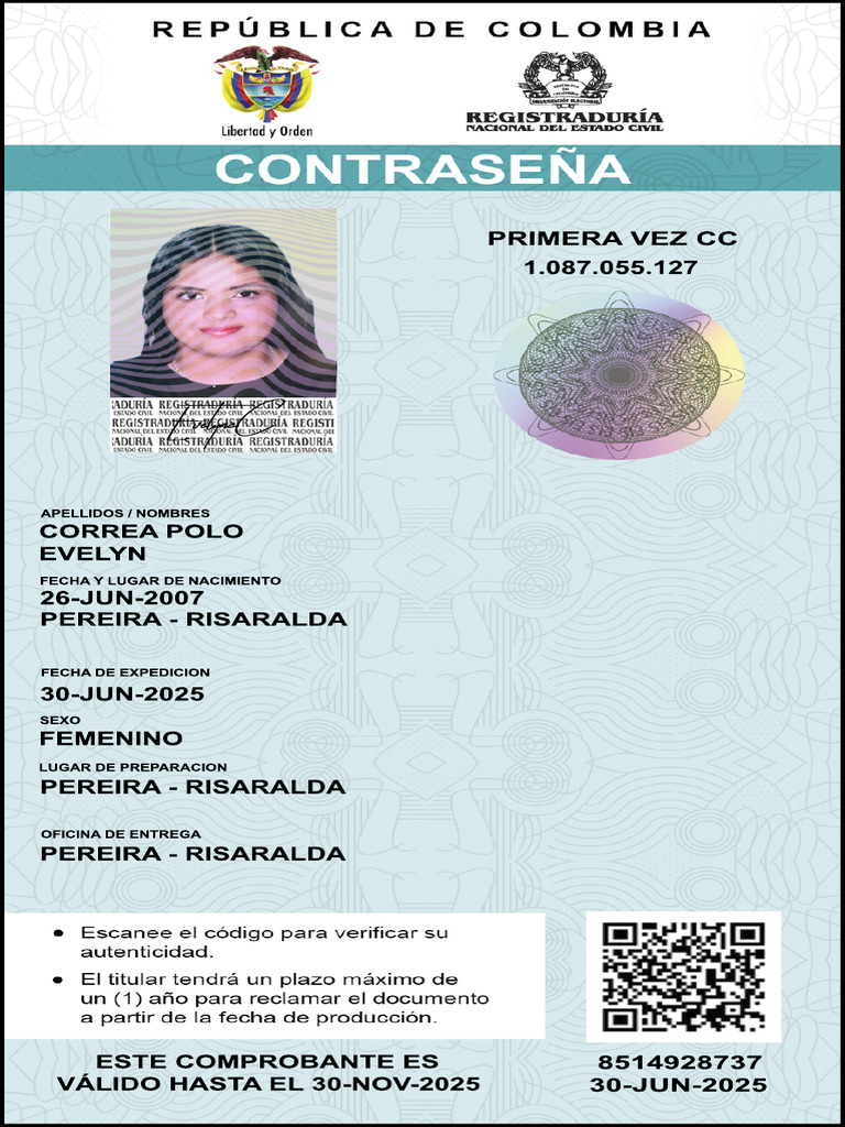 Comprobante de Documento en Tramite - Evelyn Correa Polo | PDF