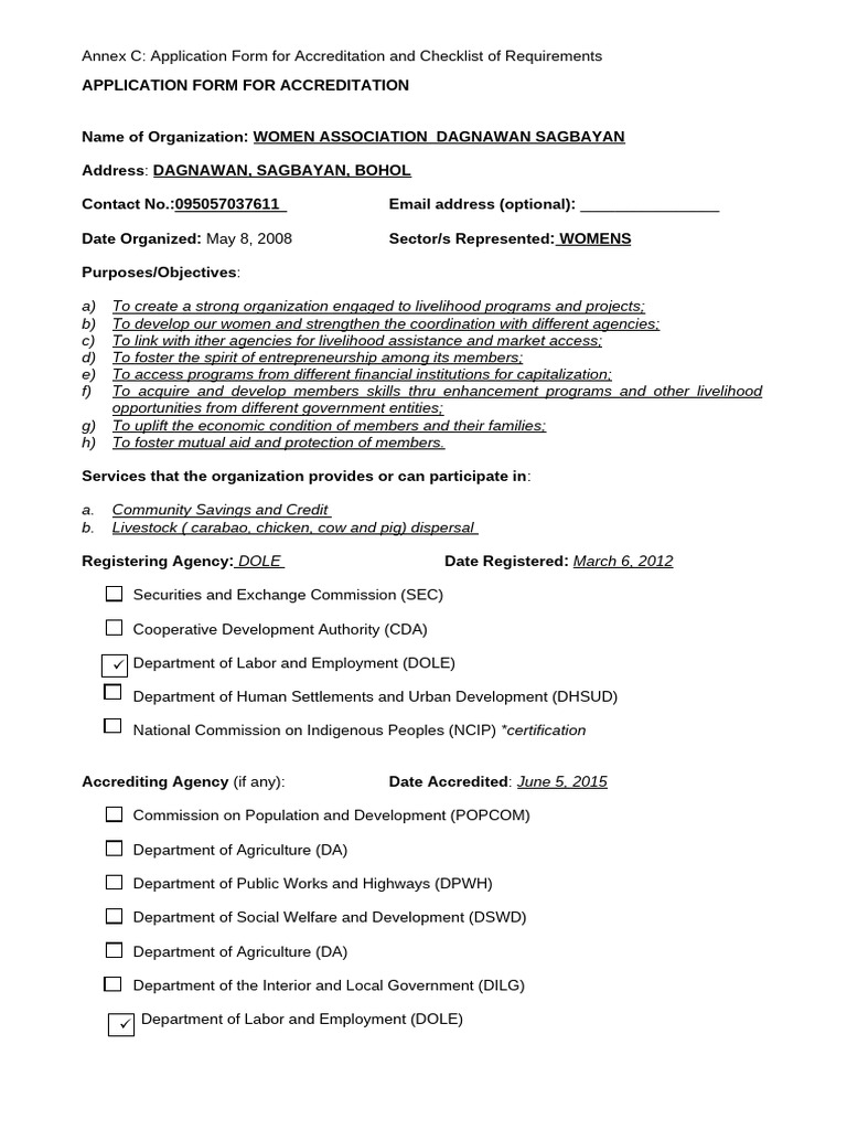 Annex C - Application Form and Checklist of Requirements | PDF | Economies