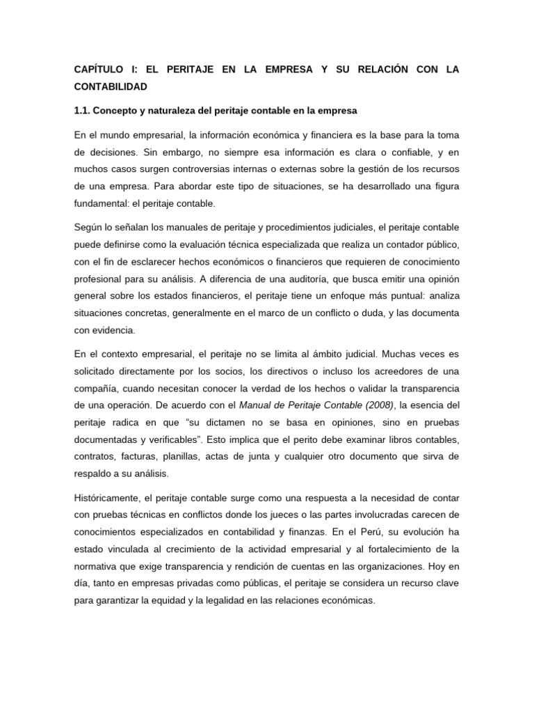 Peritaje en La Empresa | PDF | Contabilidad | Testigo experto