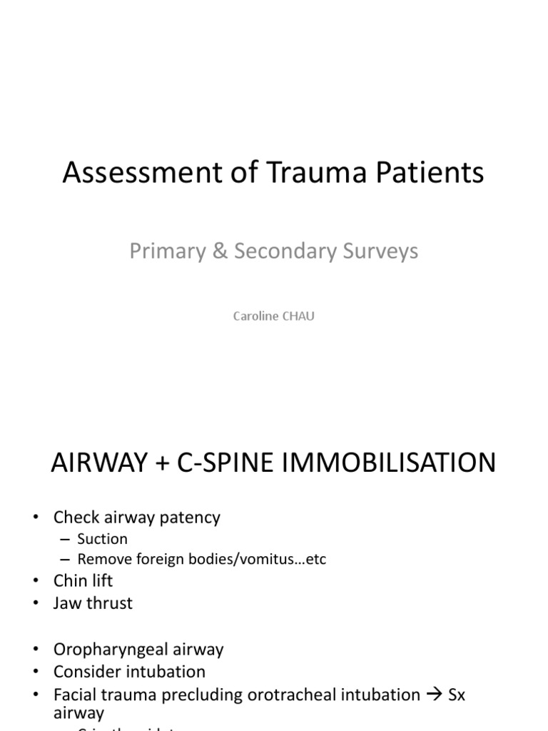 Primary Survey | PDF | Major Trauma | Neck