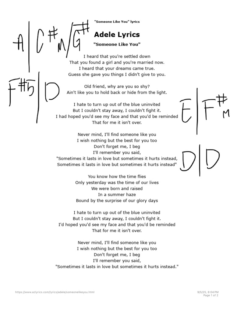 Someone Like You - Adele Lyrics | PDF | Adele | Songs Written