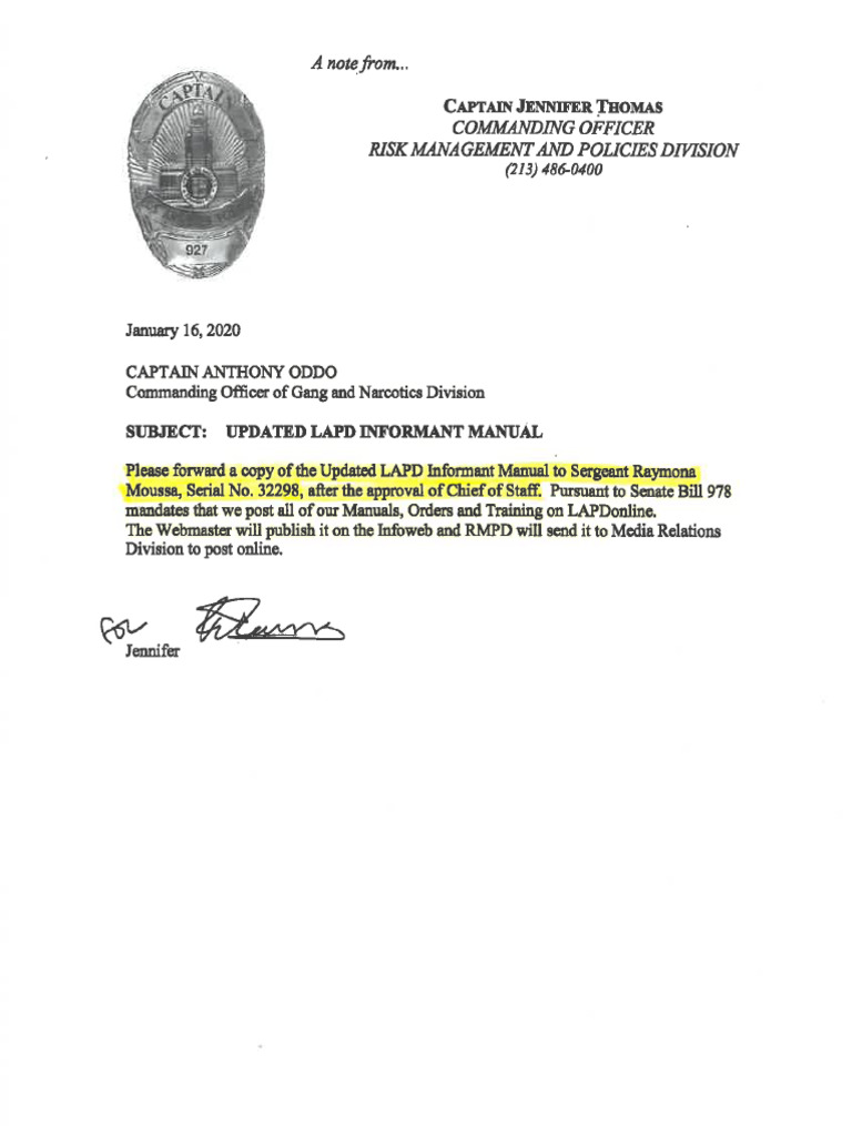 Manual - Updated LAPD Informant Manual | PDF