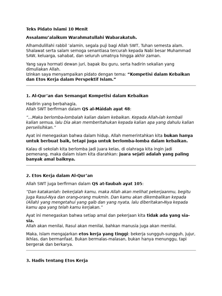Teks Pidato Islami 10 Menit | PDF