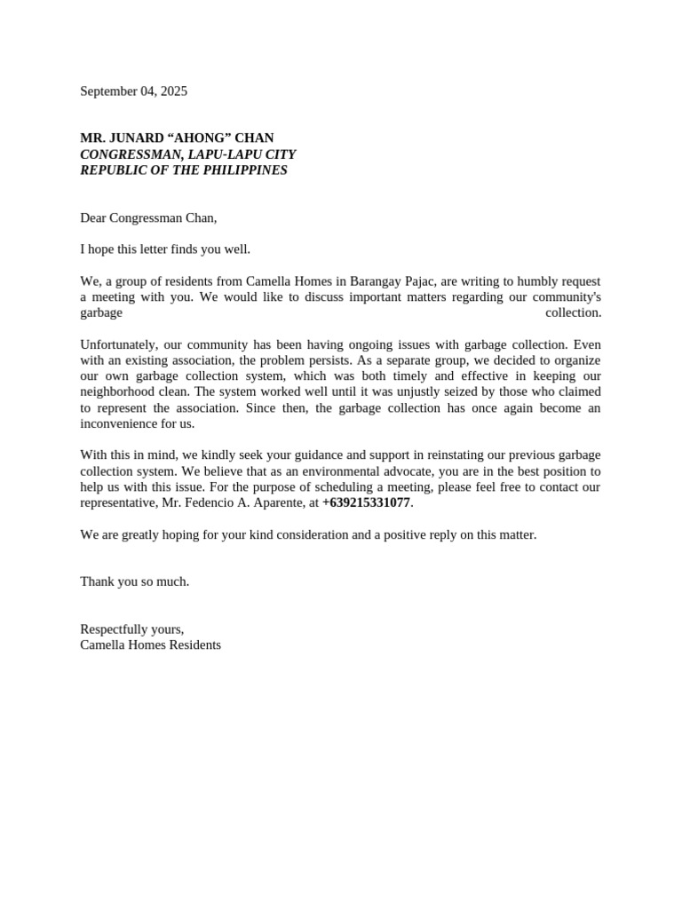 Ahong Chan Letter | PDF