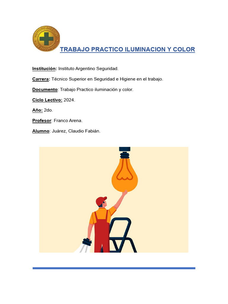 Trabajo Practico Iluminacion y Color Juarez Claudio | PDF | Encendiendo | Elementos arquitectónicos