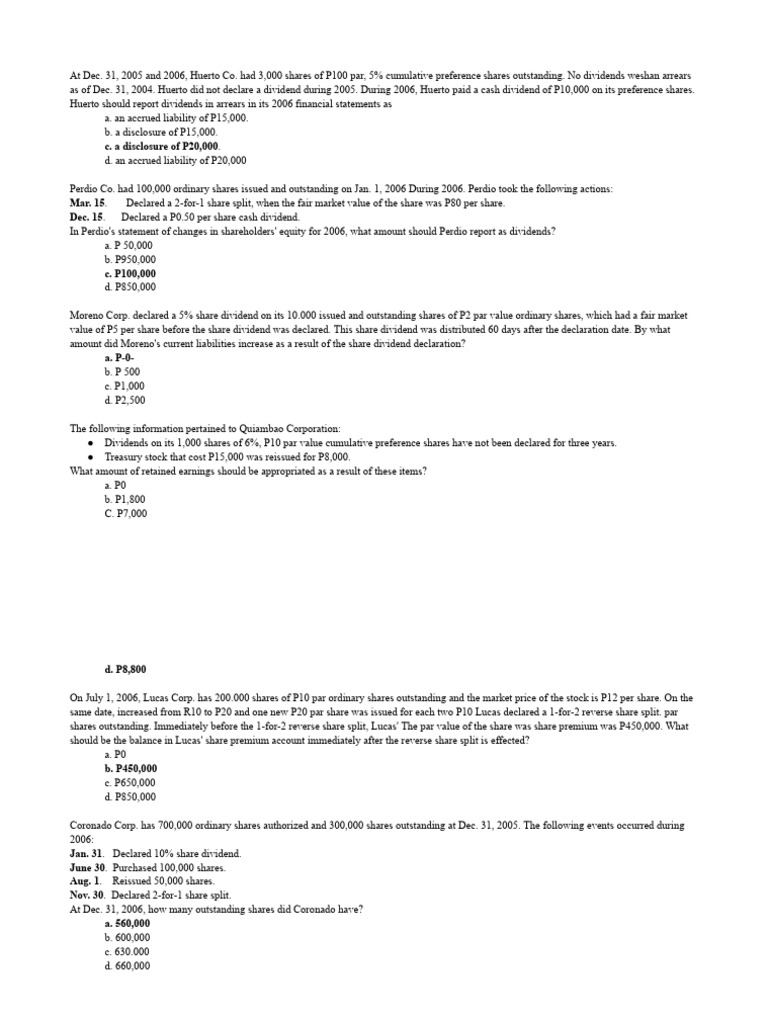 Shareholder Equity and Dividend Analysis | PDF | Dividend | Preferred Stock