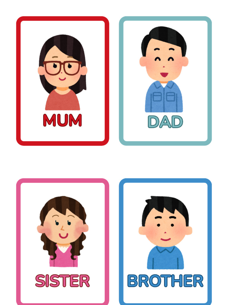Family English Flashcard in Colorful Illustrative Style | PDF