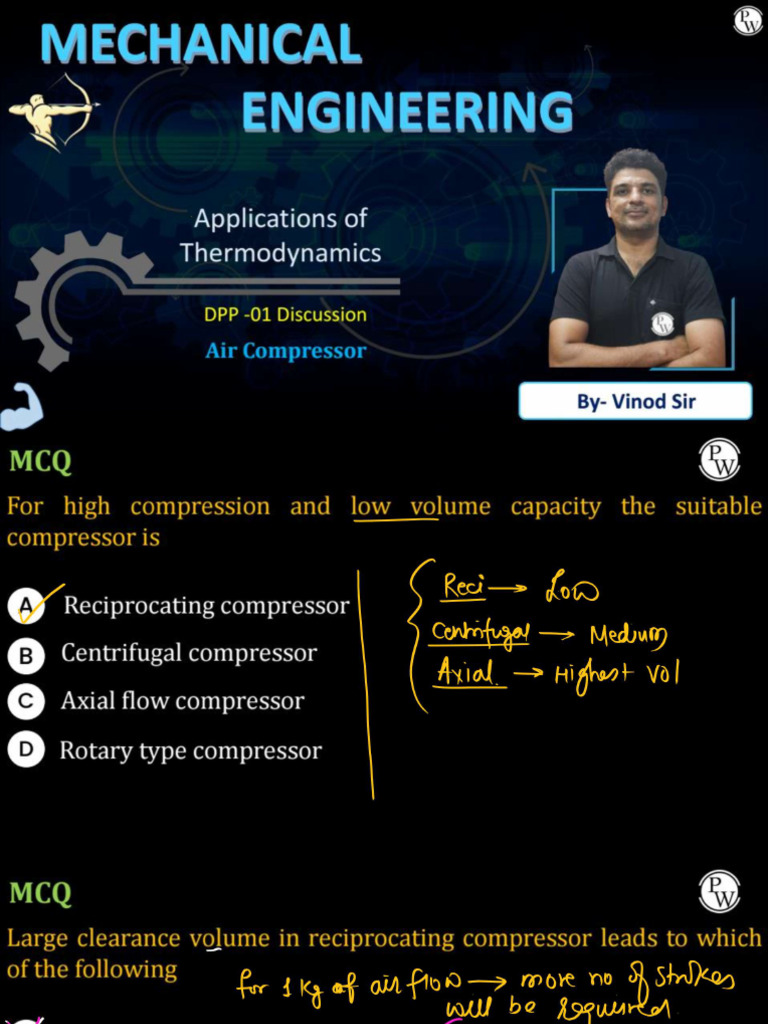 Air Compressors - DPP 01 Discussion Notes (Application of ...