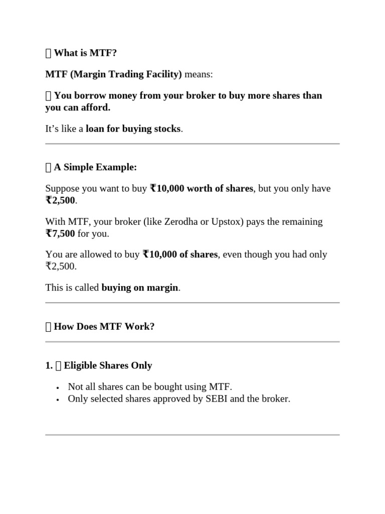 Understanding MTF in Upstox | PDF