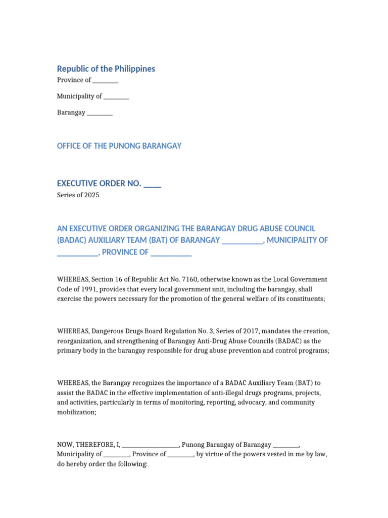 Organizing Barangay Drug Abuse Council | PDF | Government | Justice