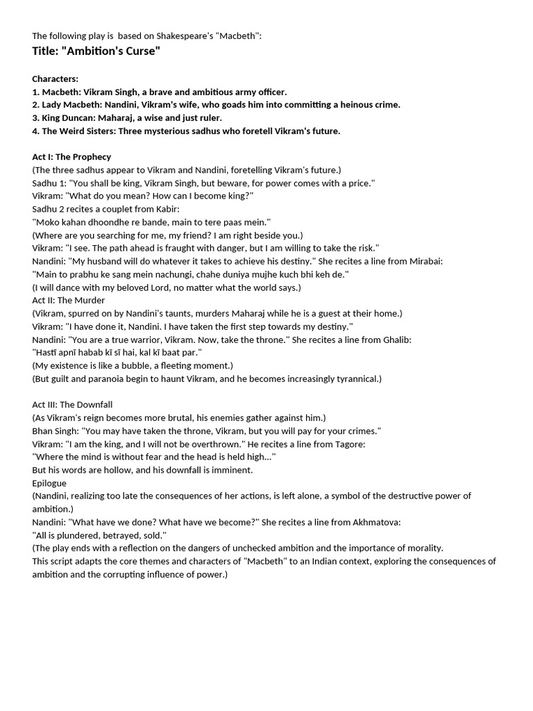 The Following Play Is Based On Shakespeare | PDF