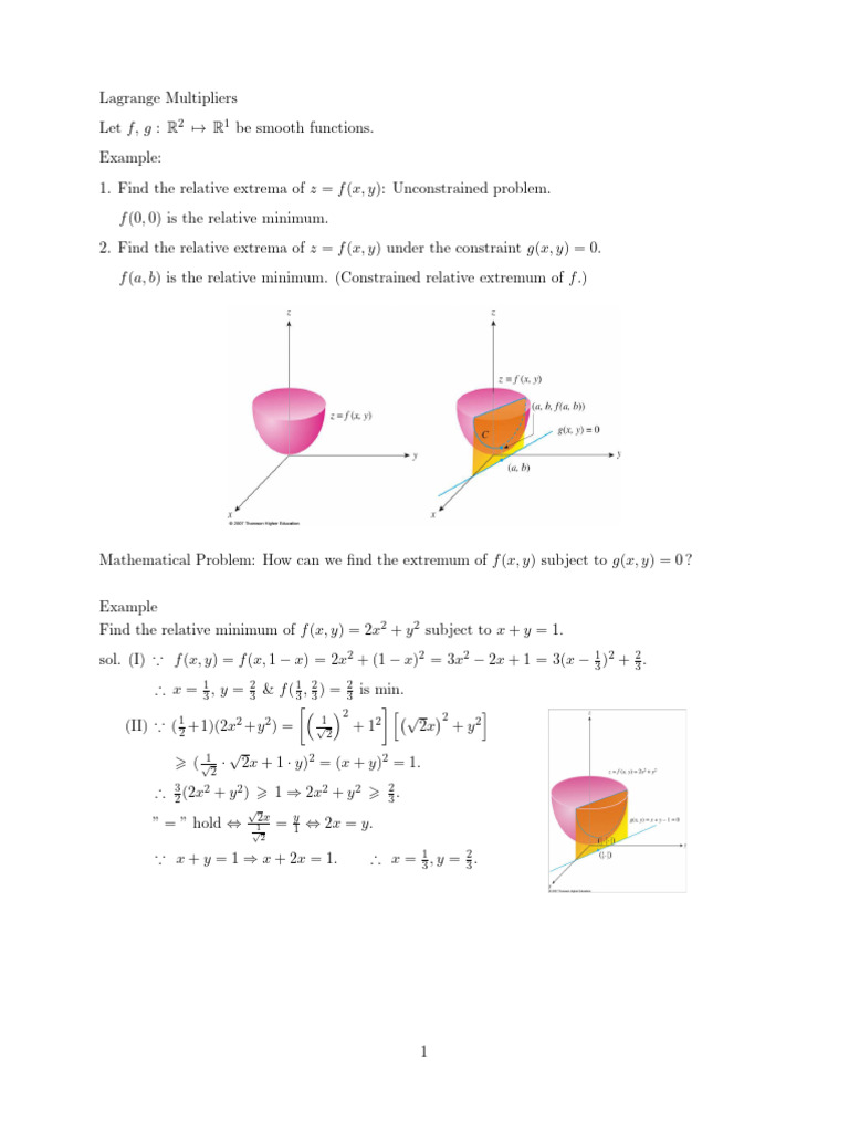 Lagrange Multipliers for Optimization | PDF | Analysis | Mathematical ...