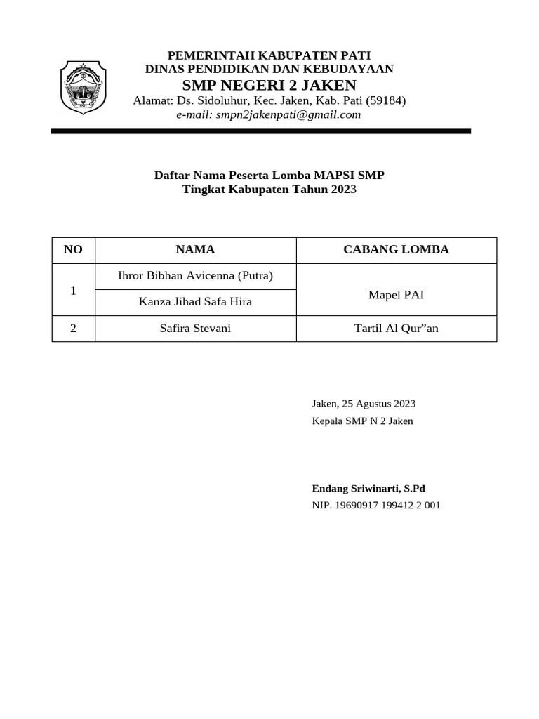 Biodata Lomba Mapsi | PDF