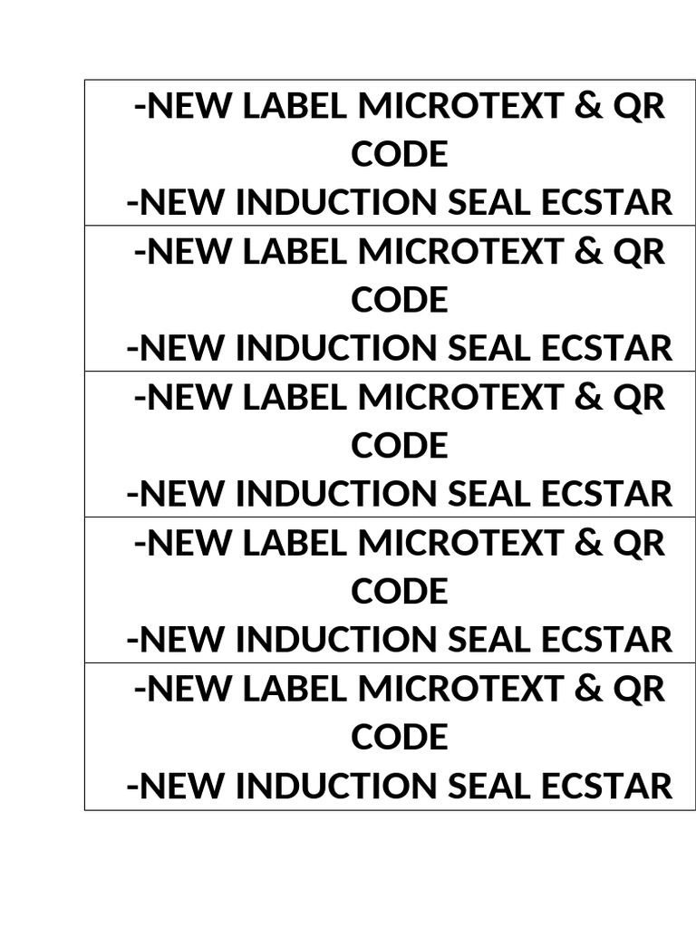 New ECSTAR Induction Seal & Labels | PDF