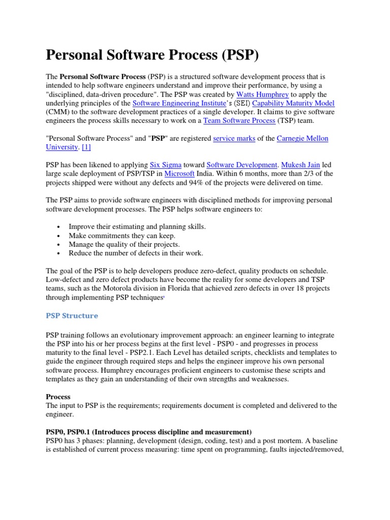 Personal Software Process | PDF | Product Development | Science And ...