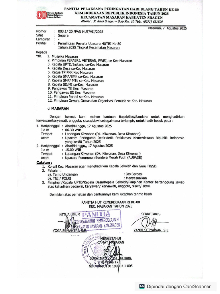 Undangan Upacara HUT RI 80 | PDF
