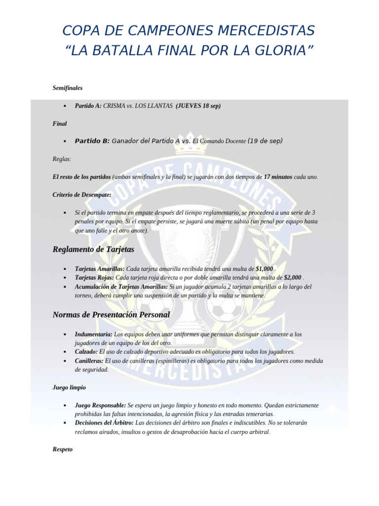 Calendario y Reglas | PDF