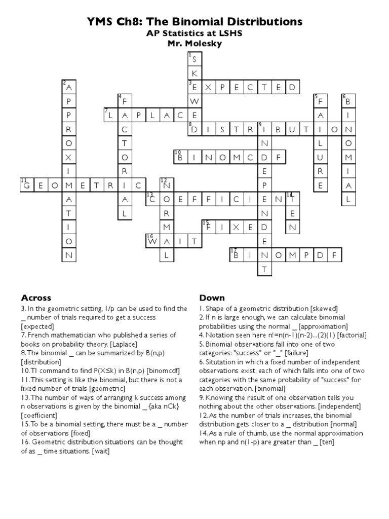 YMS Ch7: Random Variables AP Statistics at LSHS Mr. Molesky | PDF ...
