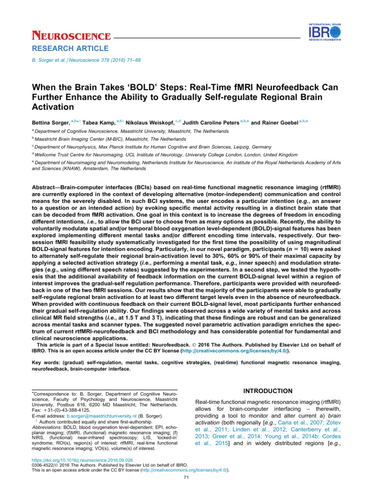 Euroscience | PDF | Functional Magnetic Resonance Imaging | Neurofeedback