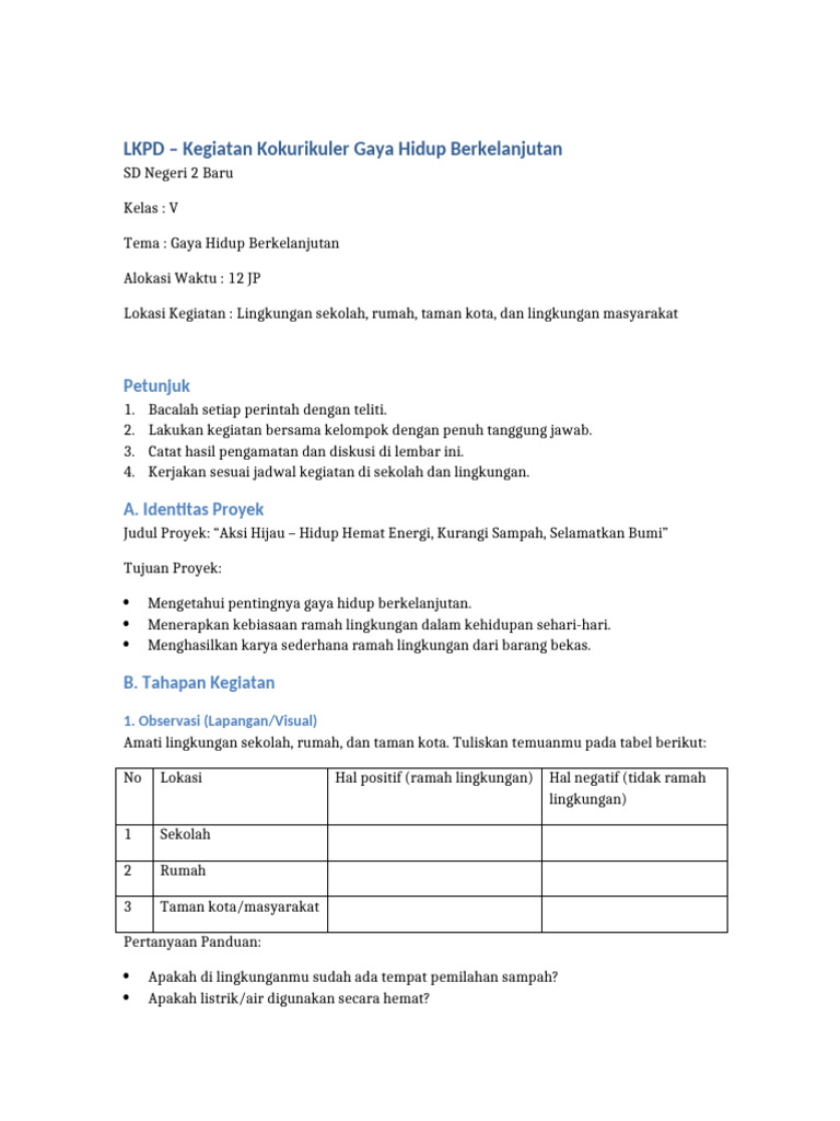 LKPD_Gaya_Hidup_Berkelanjutan | PDF