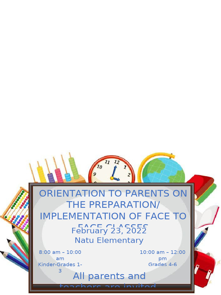Parent Orientation for Face-to-Face Classes | PDF