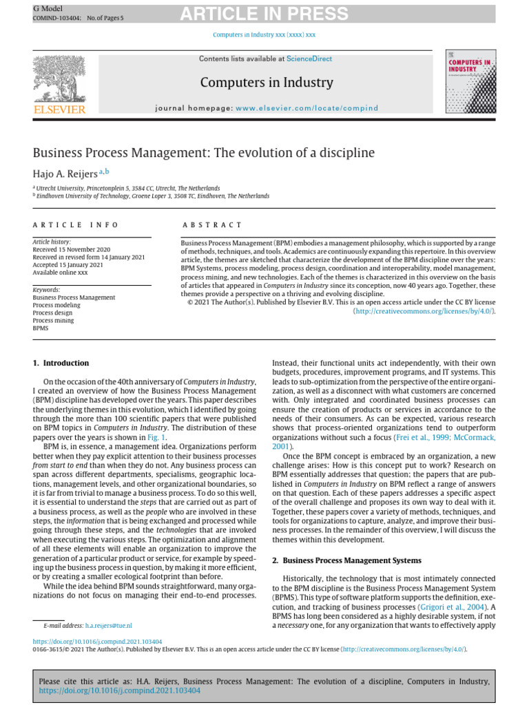 Evolution of Business Process Management | PDF | Business Process ...