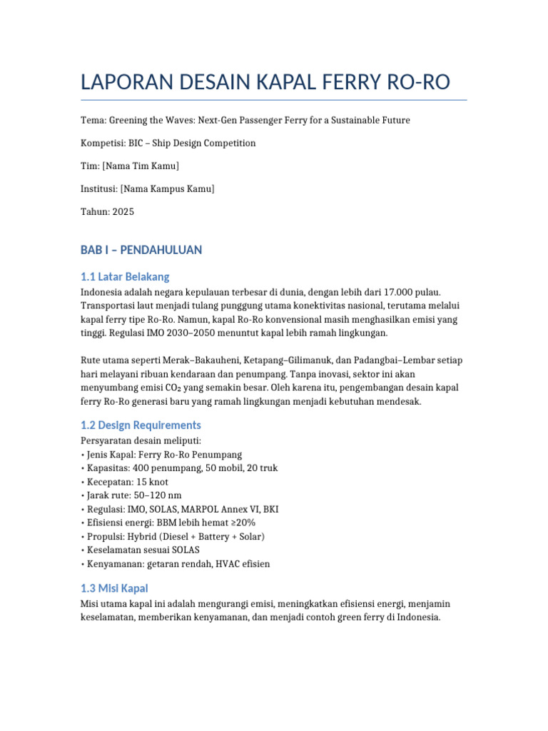 Desain Ferry Ro-Ro Ramah Lingkungan | PDF