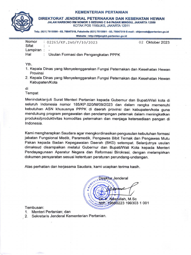 Usulan Formasi Dan Pengangkatan PPPK - 001 | PDF