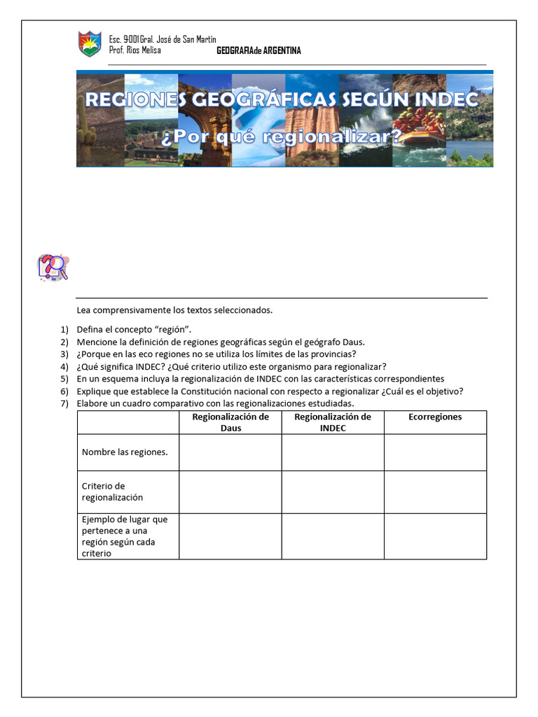 TP Regiones Geograficas Según Indec | PDF