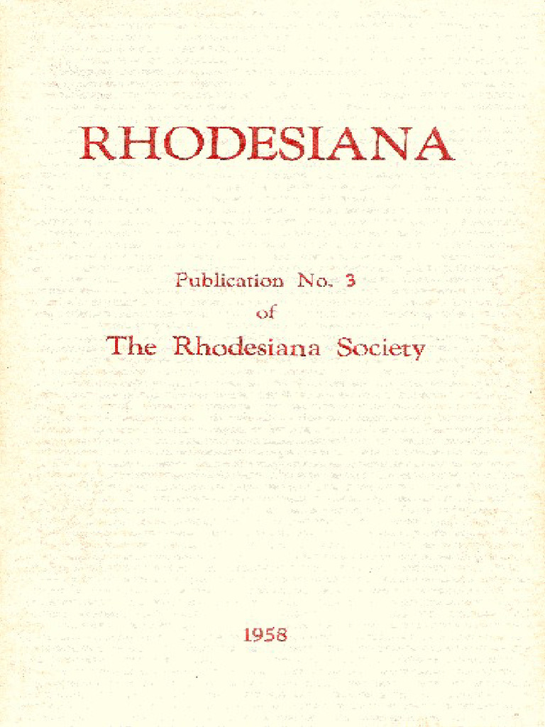 Rhodesiana Volume3-1958 | PDF