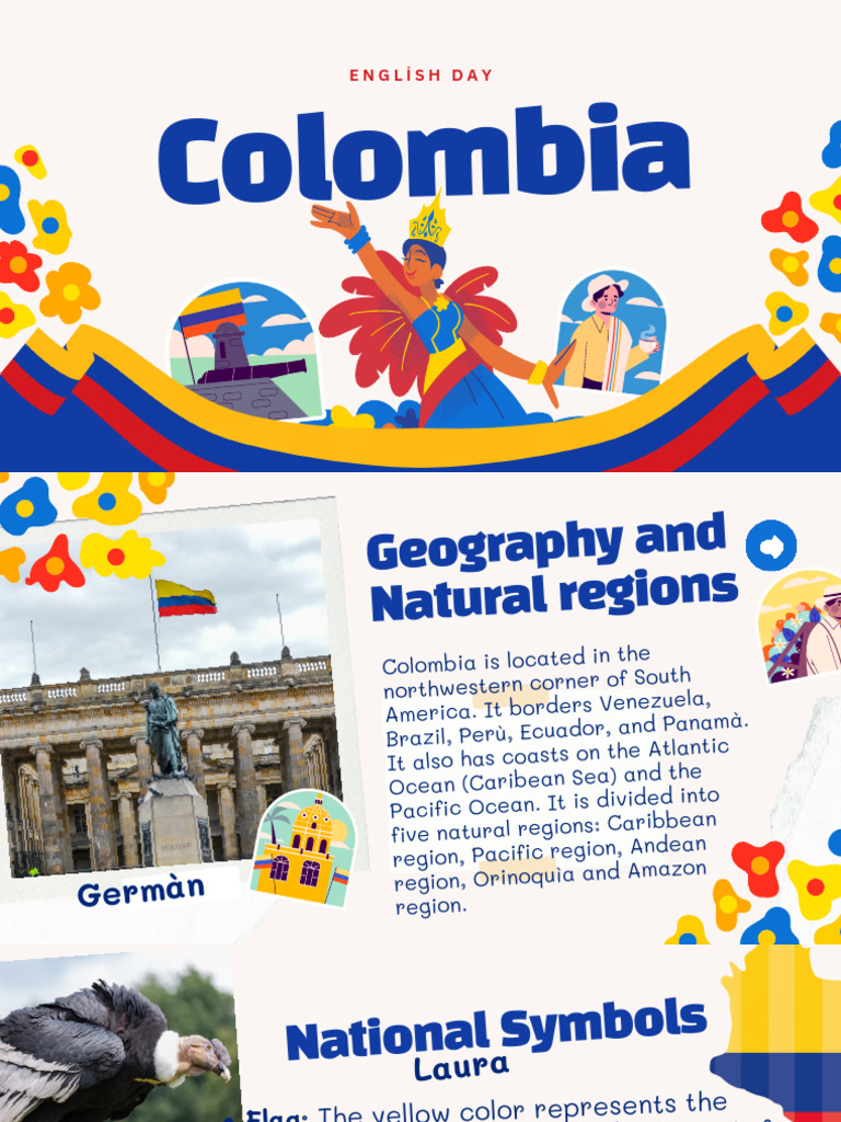 Colombia Introduction Presentation in Blue and Yellow Informative Style ...