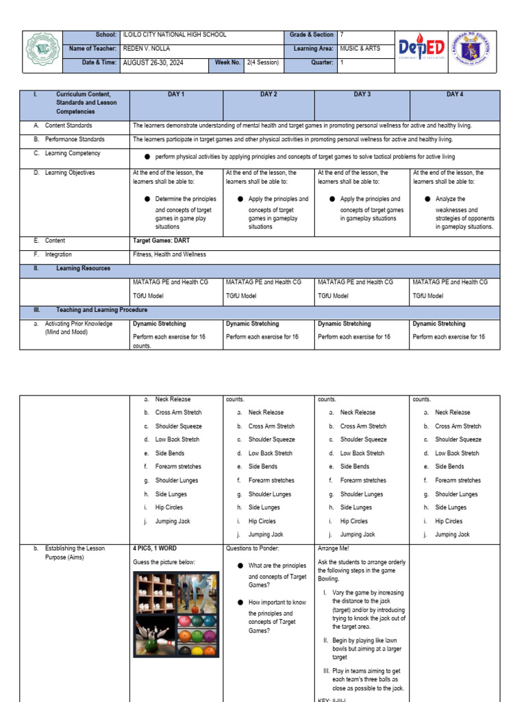 Target Games Curriculum for Grade 7 | PDF | Learning | Cognition