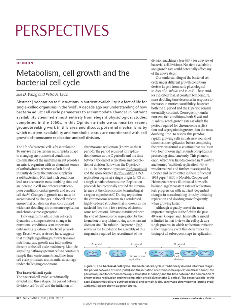 Paper 2 Metabolism Cell Growth and The Bacterial Cell Cycle | PDF | Dna ...