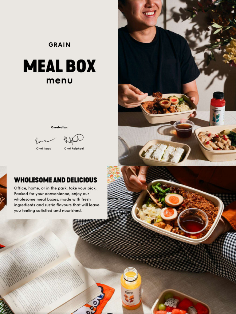Wholesome Meal Boxes by Grain Catering | PDF | Curry | Drink