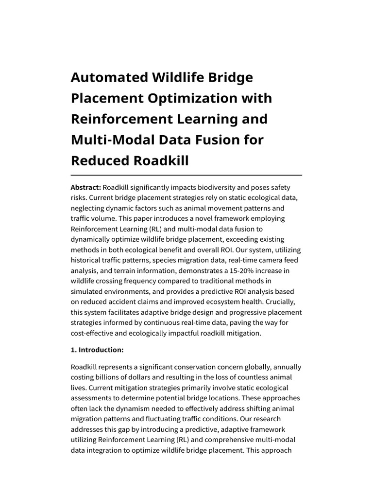 Automated Wildlife Bridge Placement Optimization With Reinforcement ...