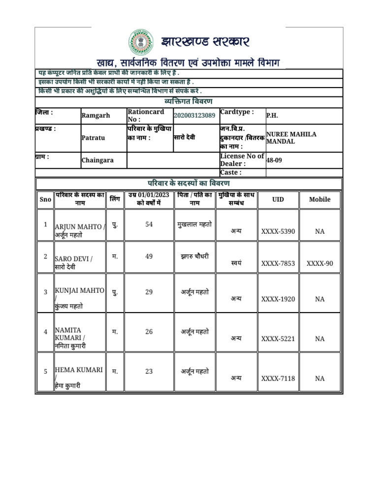 Saro Devi Reason Card | PDF